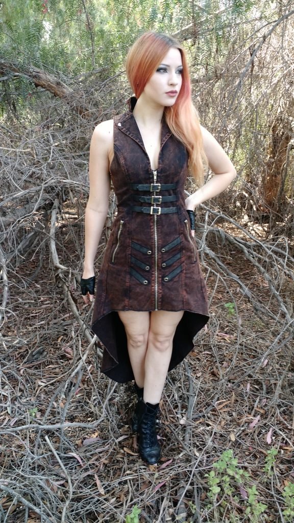 FURY Zip-up Goth Black Dress High-Low Pockets - Karol B Clothing